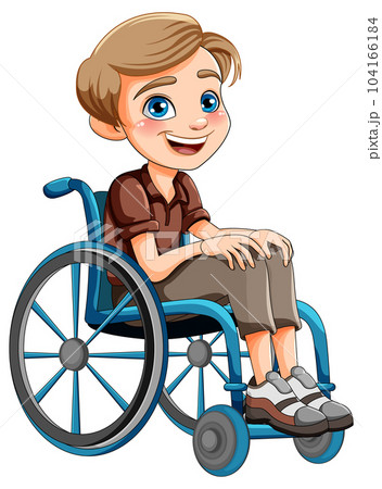 Disable man sitting on wheelchairのイラスト素材 [104166184] - PIXTA