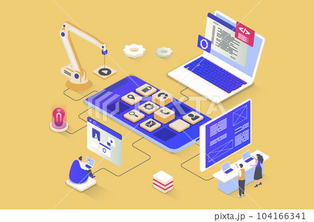 App development concept in 3d isometric design....のイラスト素材 [104166341] - PIXTA