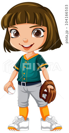 Cute girl baseball player cartoon characterのイラスト素材 [104166503] - PIXTA