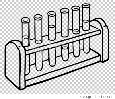 Test tube rack and test tube line drawing - Stock Illustration ...