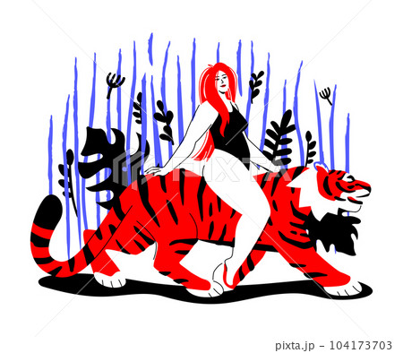 Primal instincts of a woman - colorful flat...のイラスト素材 [104173703] - PIXTA