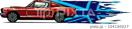 vector illustration of muscle car with british...のイラスト素材 [104180027 ...