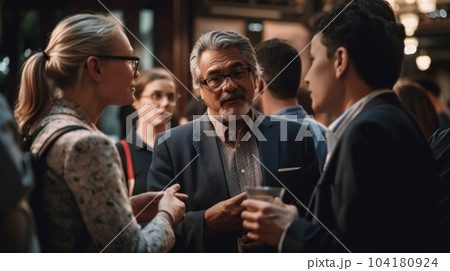 Diverse people mingling at an event talking...のイラスト素材 [104180924] - PIXTA