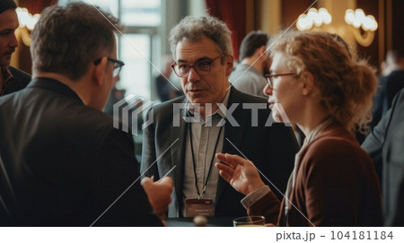 Diverse people mingling at an event talking...のイラスト素材 [104181184] - PIXTA