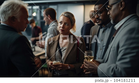 Diverse people mingling at an event talking...のイラスト素材 [104181211] - PIXTA