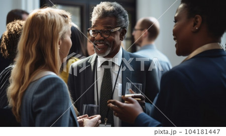 Diverse people mingling at an event talking...のイラスト素材 [104181447] - PIXTA