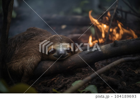 Image of sloth exhausted in the midst of...のイラスト素材 [104189693] - PIXTA