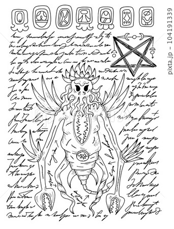 Vector Page with magic spells, demon and...のイラスト素材 [104191339] - PIXTA