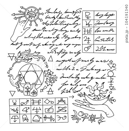 Vector Page with magic spells and mystic...のイラスト素材 [104191340] - PIXTA