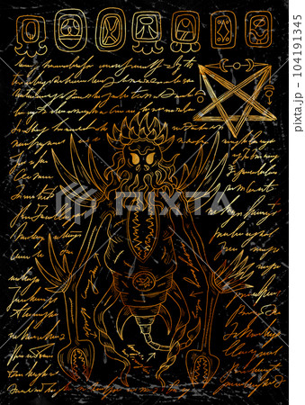 Hand drawn Page with magic spells, demon and...のイラスト素材 [104191345] - PIXTA