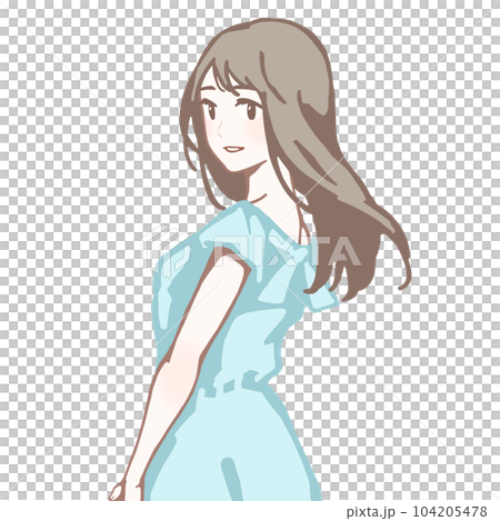 A woman turning around - Stock Illustration [104205478] - PIXTA