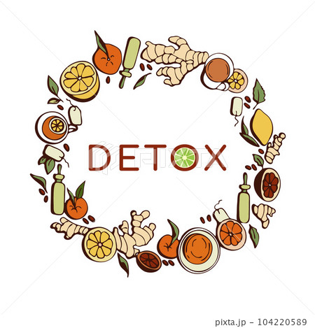 Detox time round. Concept with fruits...のイラスト素材 [104220589] - PIXTA