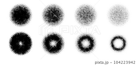 Halftone circle shapes set. Dotted textured...のイラスト素材 [104223942] - PIXTA