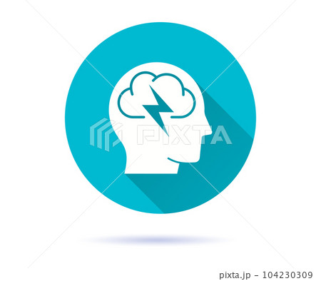 Brain damage icon with long shadow for graphic...のイラスト素材 [104230309 ...