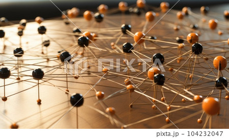 network concept, pins on table linked by...のイラスト素材 [104232047] - PIXTA