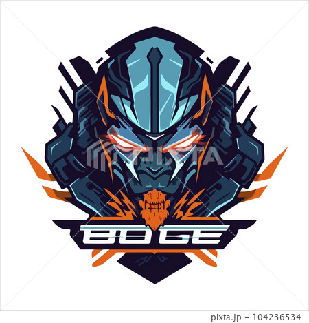 Cyborg mech warrior e-sport emblem logo. Cyborg...のイラスト素材 [104236534 ...