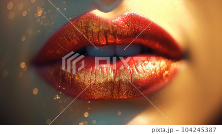 lipstick on lips close-up. Generative AIのイラスト素材 [104245387] - PIXTA