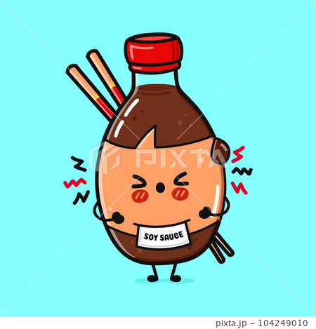 Cute angry Bottle of soy sauce character....のイラスト素材 [104249010] - PIXTA