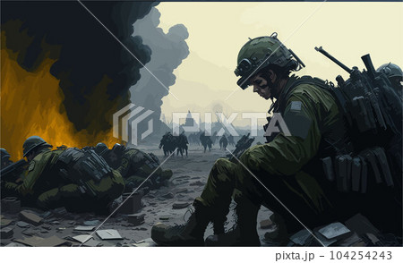 The aftermath of war, Create a composition...のイラスト素材 [104254243] - PIXTA