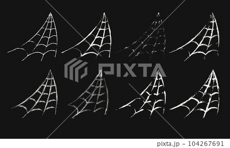 Hanging in a corner spider web in grunge styleのイラスト素材 [104267691] - PIXTA