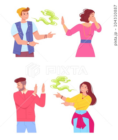 Bad breathing. Smelly breath man and woman,...のイラスト素材 [104310887] - PIXTA