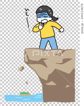Plainclothes woman turning pale on a cliff - Stock Illustration ...