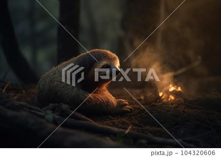 Image of sloth exhausted in the midst of...のイラスト素材 [104320606] - PIXTA