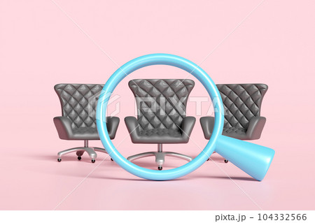 3d business chair with magnifying glass...のイラスト素材 [104332566] - PIXTA