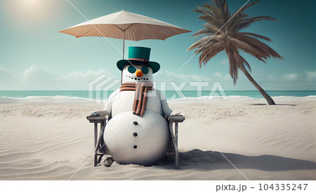 Snowman - businessman on vacation at the...のイラスト素材 [104335247] - PIXTA