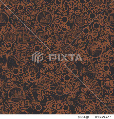 Seamless pattern Steampunk with old bikes and...のイラスト素材 [104339327] - PIXTA