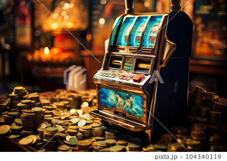 Jackpot, cascade of coins fills, slot machine...のイラスト素材 [104340119] - PIXTA