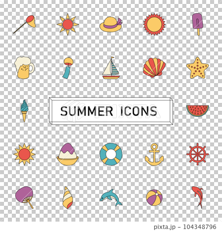 Illustration material: summer icon set - Stock Illustration [104348796 ...
