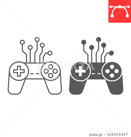 AI game line and glyph icon, technology and...のイラスト素材 [104355947] - PIXTA