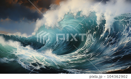 荒れた海、rough sea(generative ai)のイラスト素材 [104362902] - PIXTA