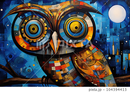 Colorful abstract owl painting. Bird. Animals...のイラスト素材 [104394413] - PIXTA