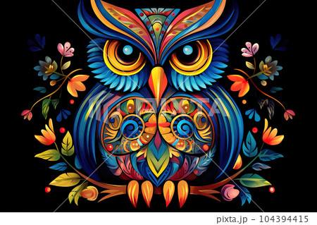 Colorful abstract owl painting. Bird. Animals...のイラスト素材 [104394415] - PIXTA