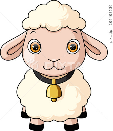 Cute baby sheep cartoon isolated on white...のイラスト素材 [104402536] - PIXTA