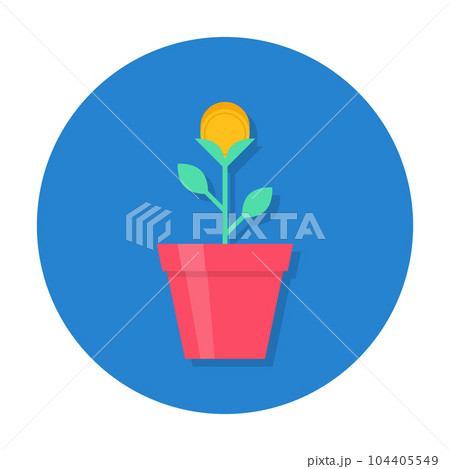 Gold coin flower pot iconのイラスト素材 [104405549] - PIXTA