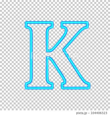 大文字のK。青く光るネオンのアルファベットのイラスト素材 [104406323] - PIXTA