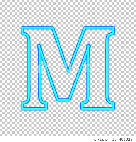 大文字のM。青く光るネオンのアルファベットのイラスト素材 [104406325] - PIXTA