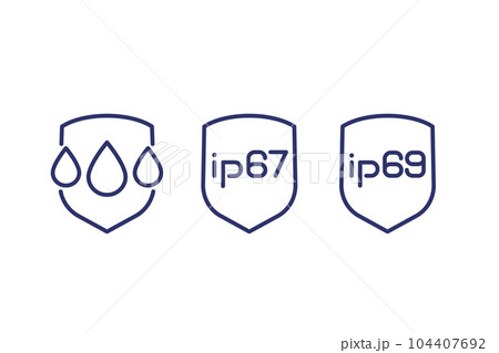 ip67, ip69, waterproof and water resistance iconsのイラスト素材 [104407692 ...