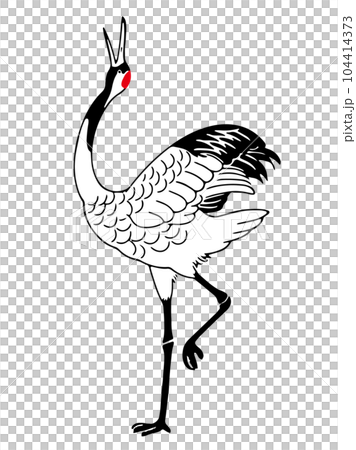 Line drawing illustration of a standing crane... - Stock Illustration ...