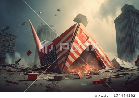 Fallen American flag against the background of...のイラスト素材 [104444162 ...