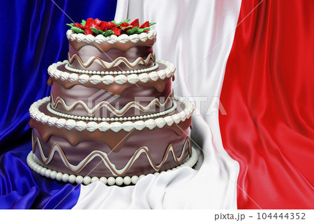 Chocolate cake on the French flag background,...のイラスト素材 [104444352] - PIXTA