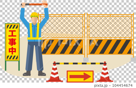 Image illustration of a worker signaling a stop... - Stock Illustration ...