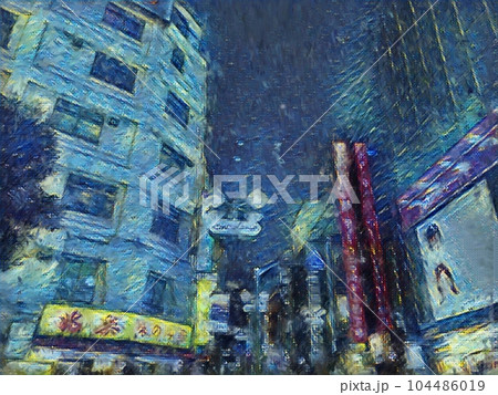 夜の渋谷のイラスト素材 [104486019] - PIXTA