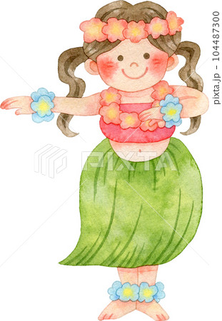 フラダンスを踊る女の子のイラストのイラスト素材 [104487300] - PIXTA