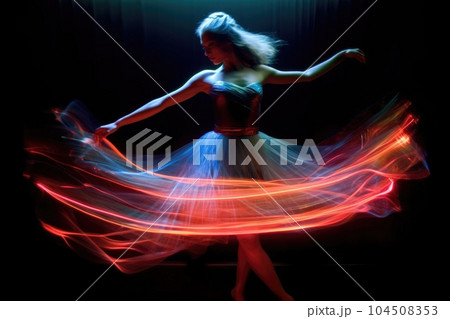 Female ballet dancer with red and blue light...のイラスト素材 [104508353] - PIXTA