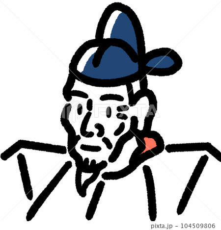 歴史の人物 豊臣秀吉のシンプル線画な上半身のカラーイラスト似顔絵のイラスト素材 [104509806] - PIXTA