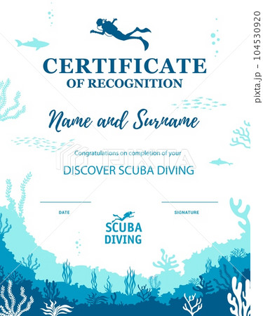 Diver certificate, vector recognition diploma...のイラスト素材 [104530920] - PIXTA